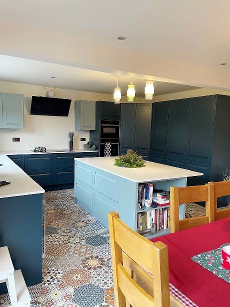 Blue Sheraton Kitchen in Shaker style from Turnbull Showrooms