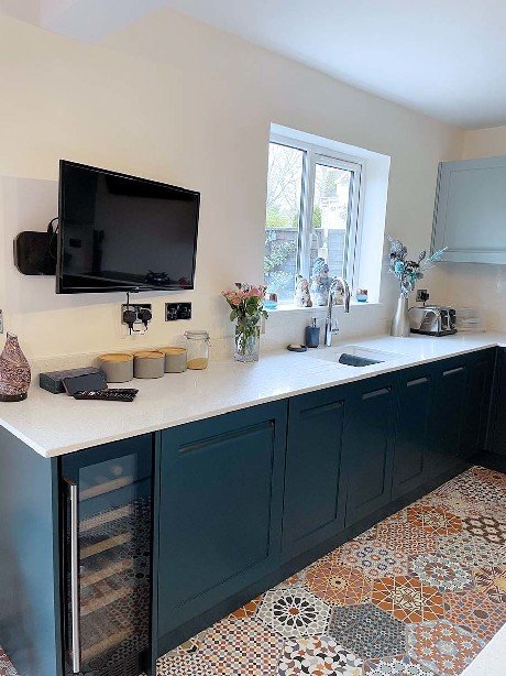 Blue Sheraton Kitchen in Shaker style from Turnbull Showrooms